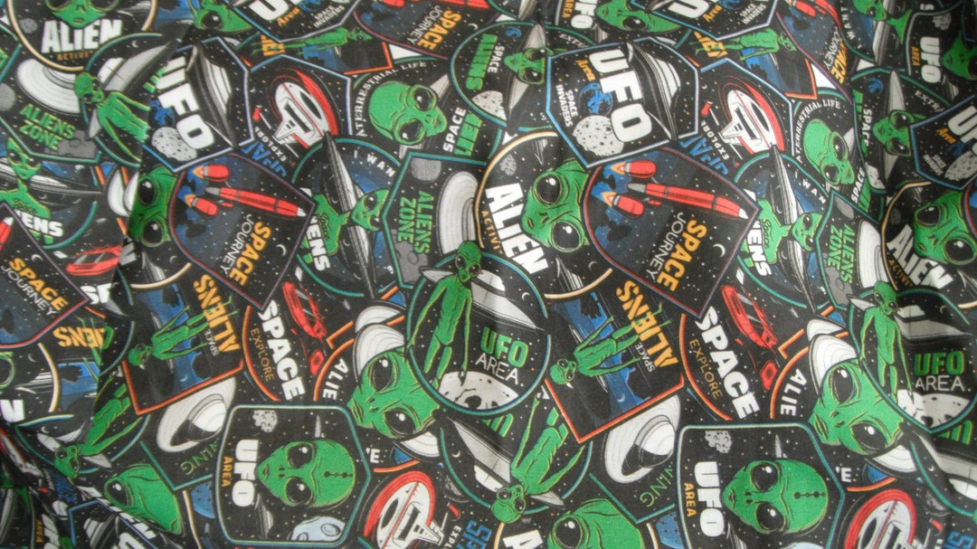 Alien Cotton Fabric, Fabric by the Yard, U.F.O. Fabric, Quilt Fabrics ...