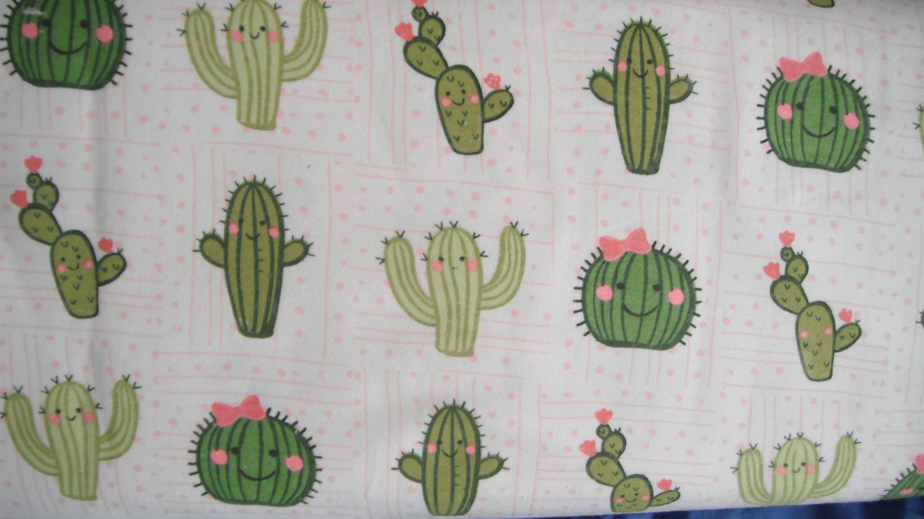Cactus Fabric Cotton Flannel Fabric Smiling Cactus Fabric - Etsy