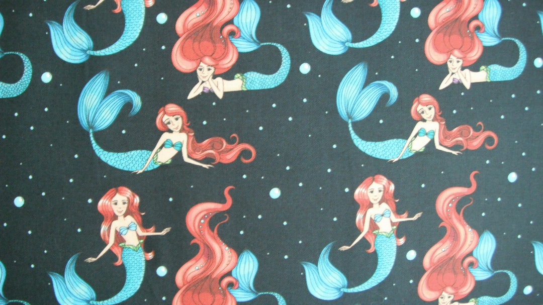 Mermaids Cotton Fabric, Fabric by the Yard, Sea World Fabric, Sea Life ...
