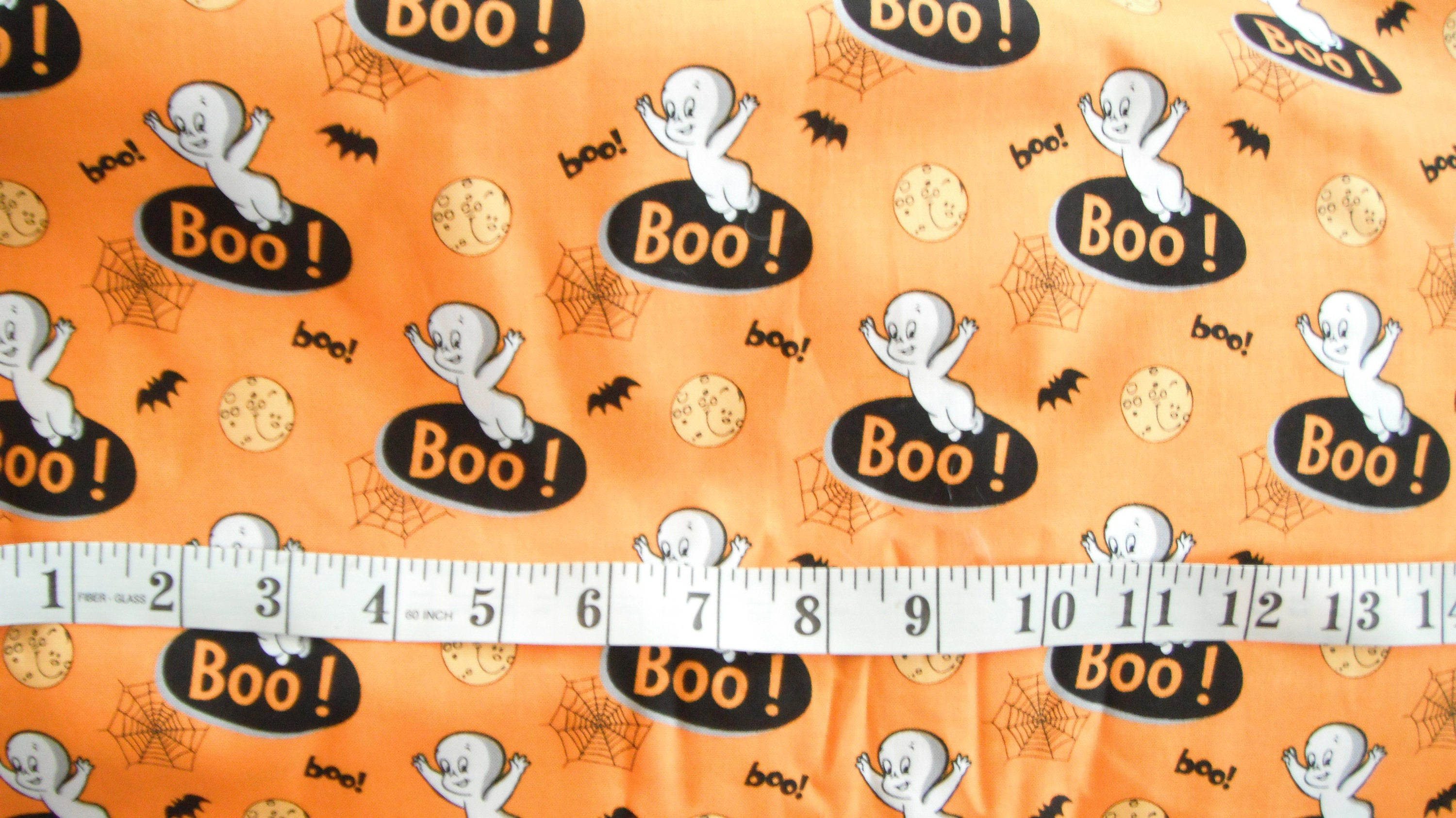 Casper the Friendly Ghost Halloween Fabric, Orange Cotton Fabric ...