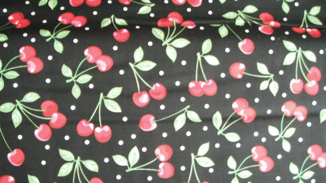 Cherries Cotton Fabric, Novelty Cotton Fabric, Quilting Fabrics, Sewing ...