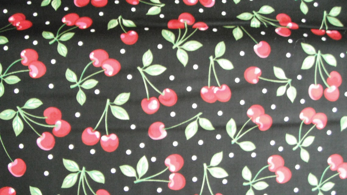 Cherries Cotton Fabric, Novelty Cotton Fabric, Quilting Fabrics, Sewing ...