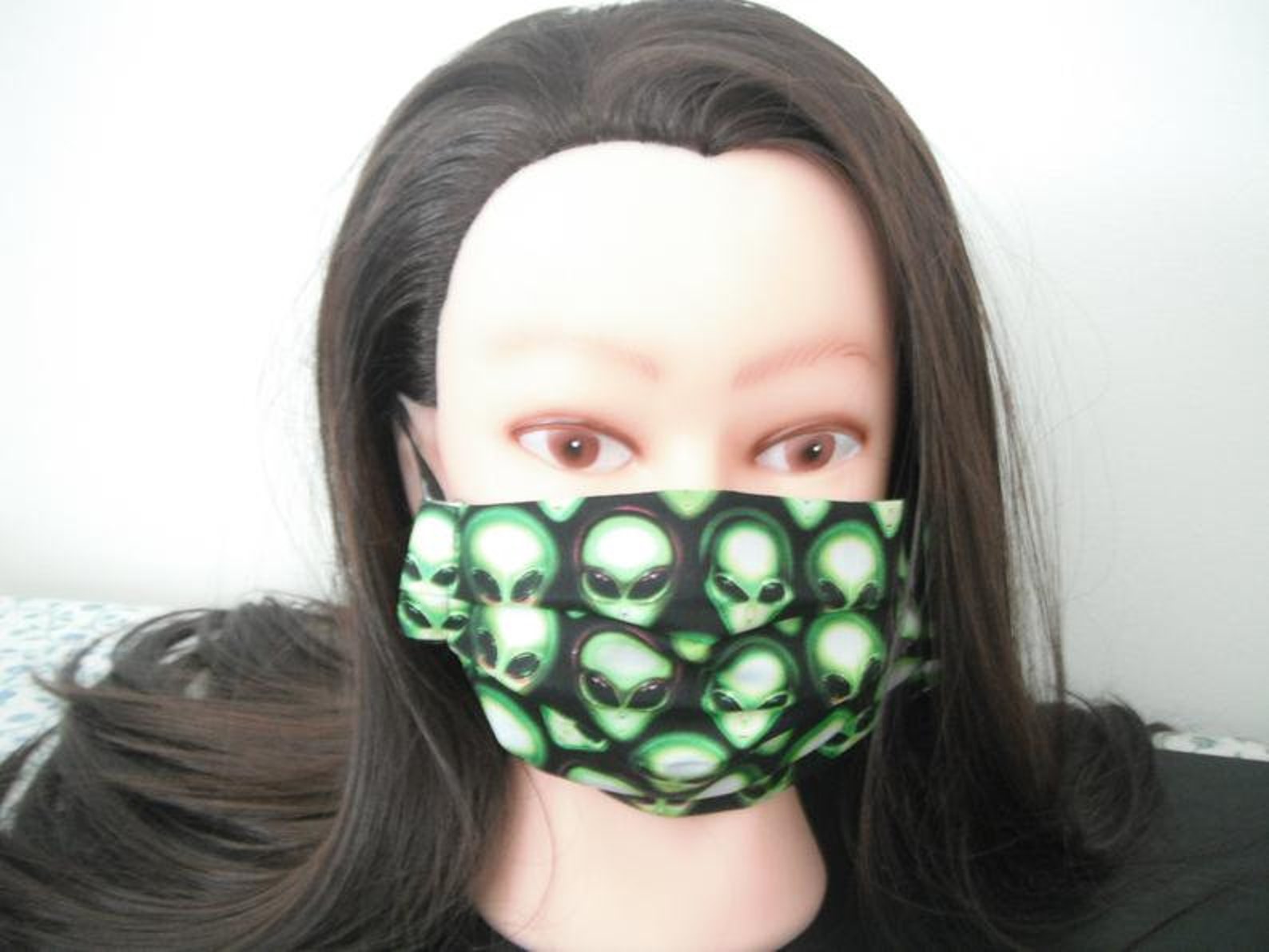 Alien Faces Fabric / Cotton Blend Fabric / Area 51 Fabric / Robert ...