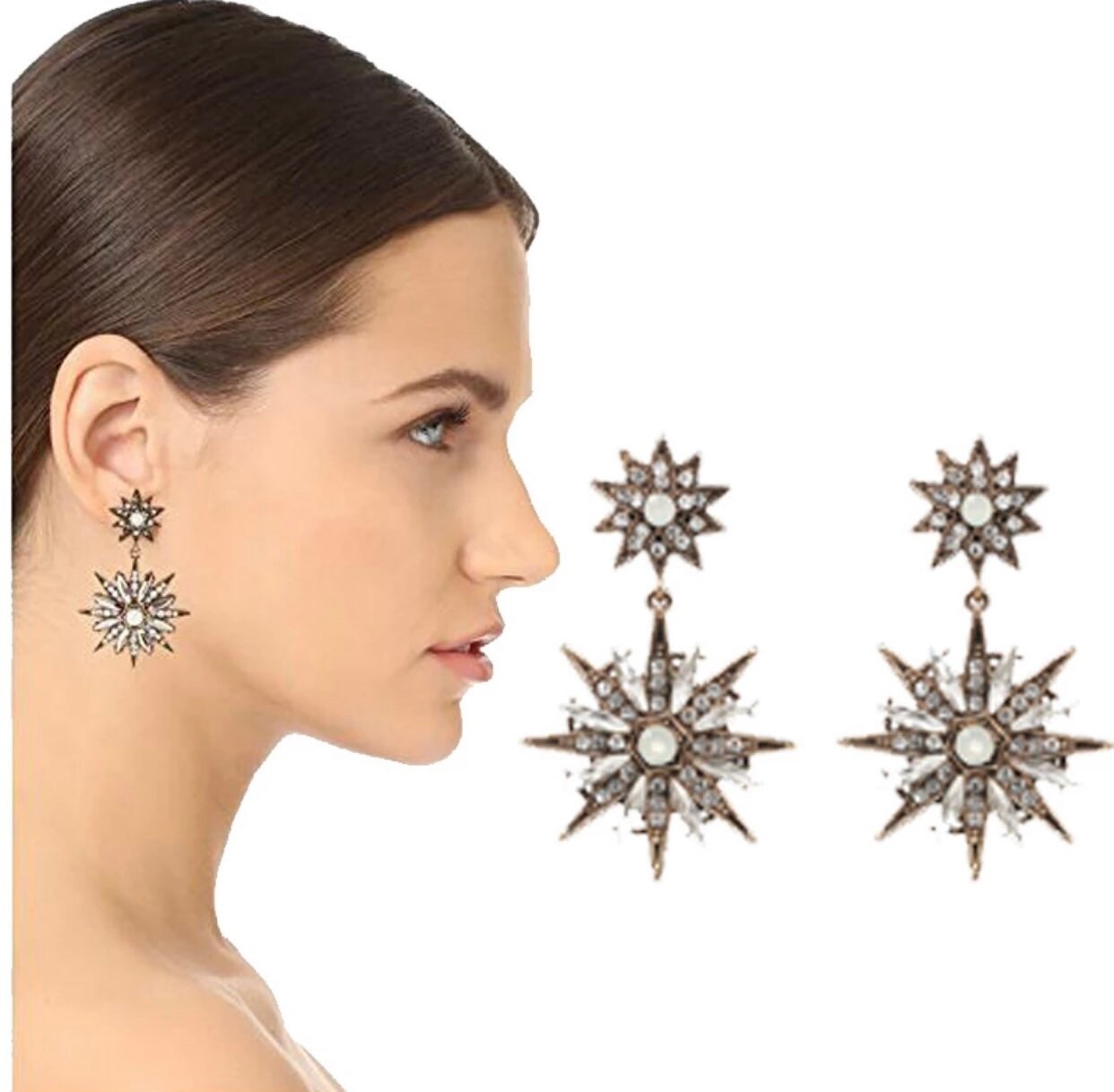 Starburst Earring Star Crystals Earring Vintage Bronze - Etsy