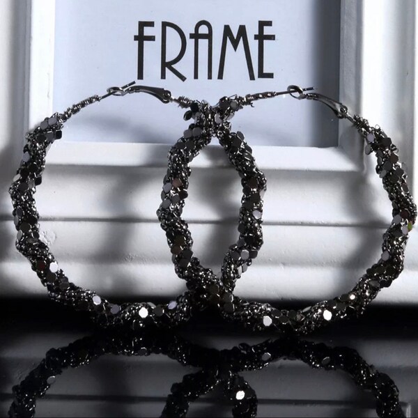 Black Hoop Earrings - Etsy