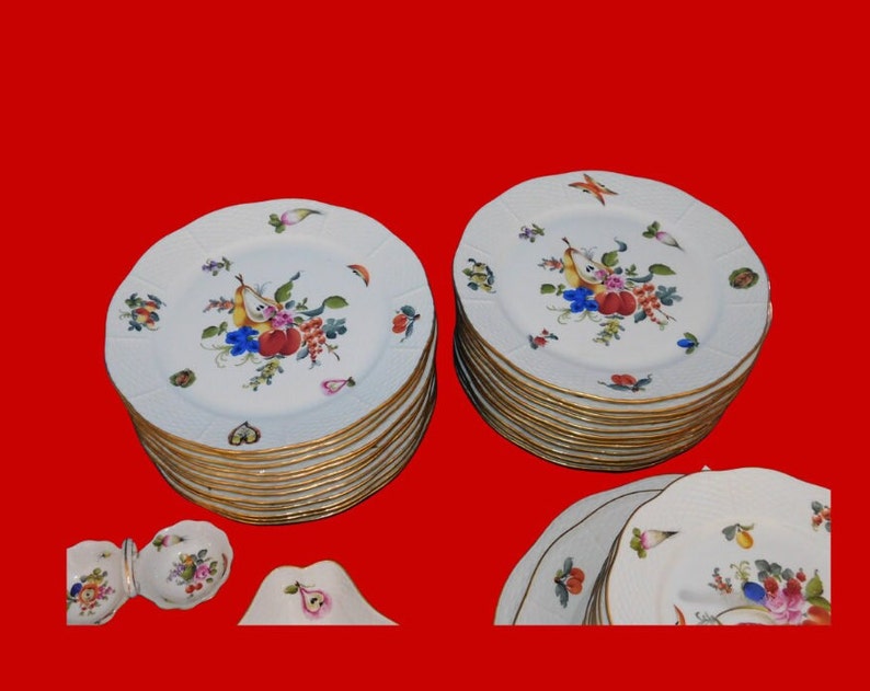 Herend Fruit Design 59 Piece Dinnerware Set Ensemble,herendi Porcelain ...