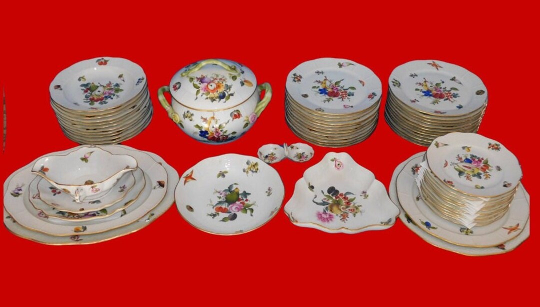 Herend Fruit Design 59 Piece Dinnerware Set Ensemble,herendi Porcelain ...