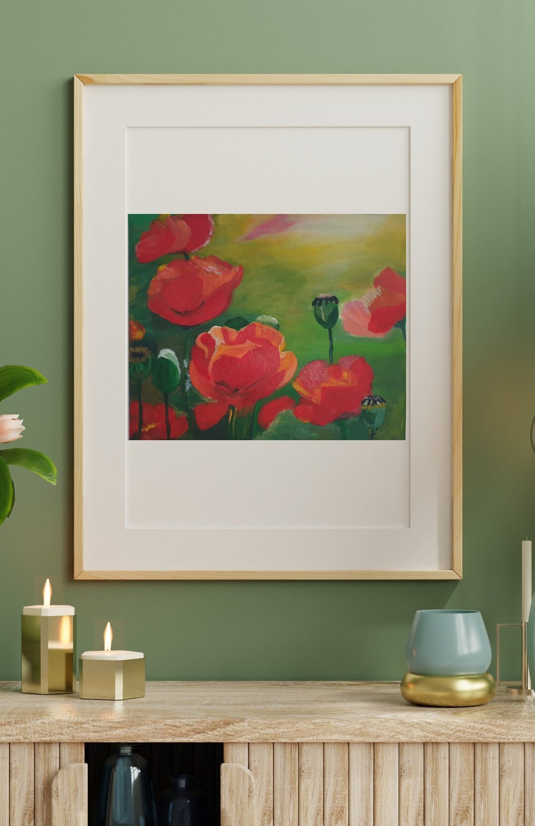 Poppies Original Acrylic Painting on Canvas 25x30 Cm,home Decoration ...