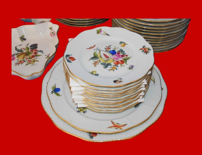 Herend Fruit Design 59 Piece Dinnerware Set Ensemble,herendi Porcelain ...