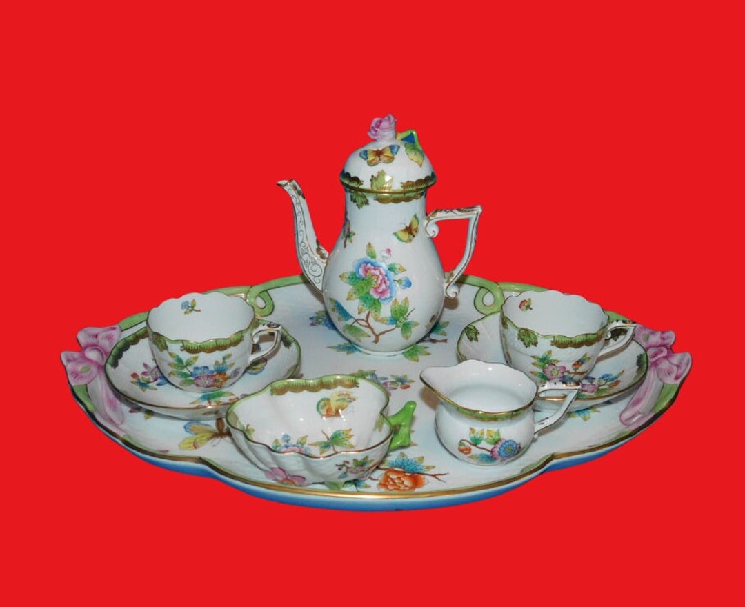 Herend Victoria Coffee Set for Two,herend Porcelain,herend Tableware,herend Fine China,hand ...