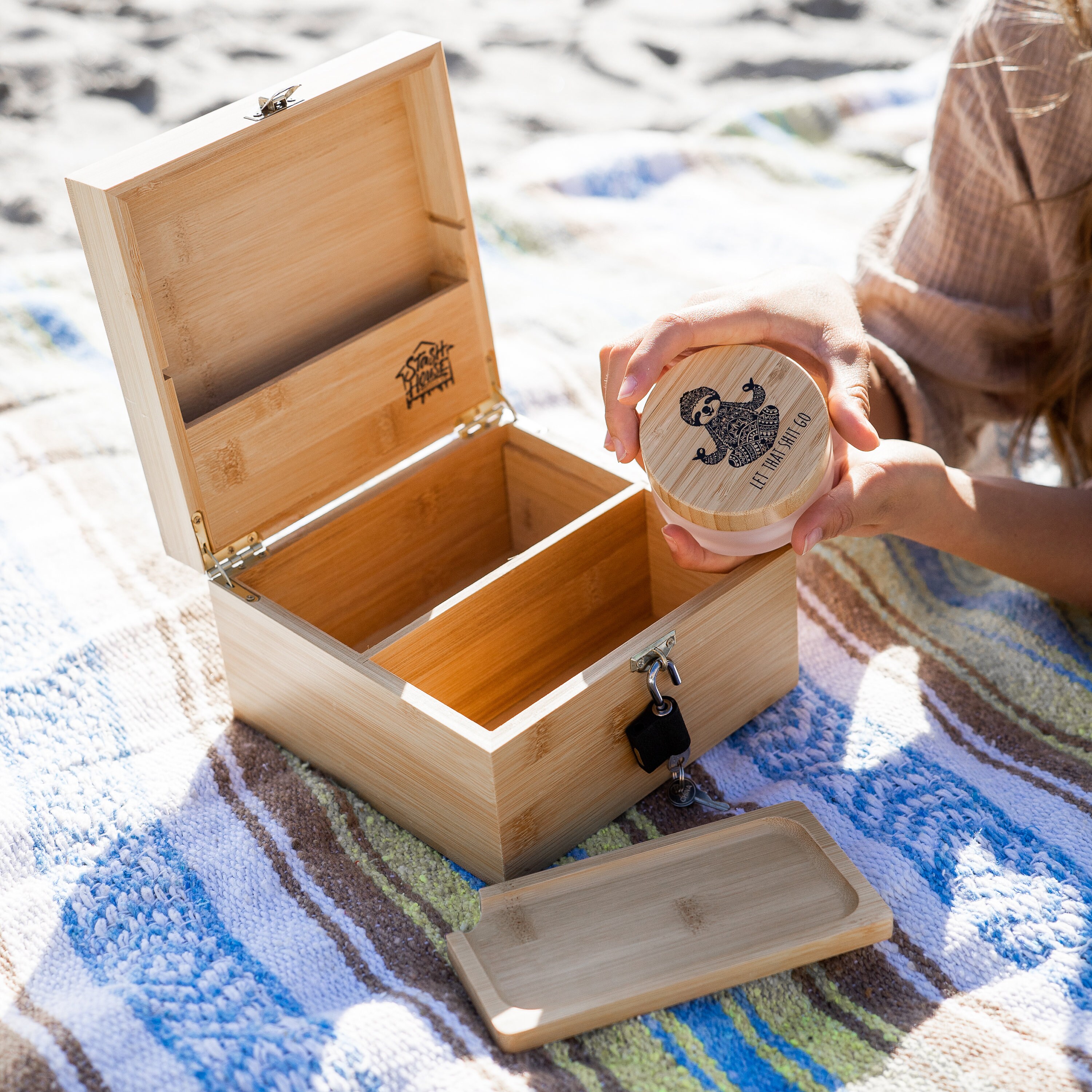 Sloth Bamboo Stash Box Combo With Metal Padlock and 2 Keys - Etsy