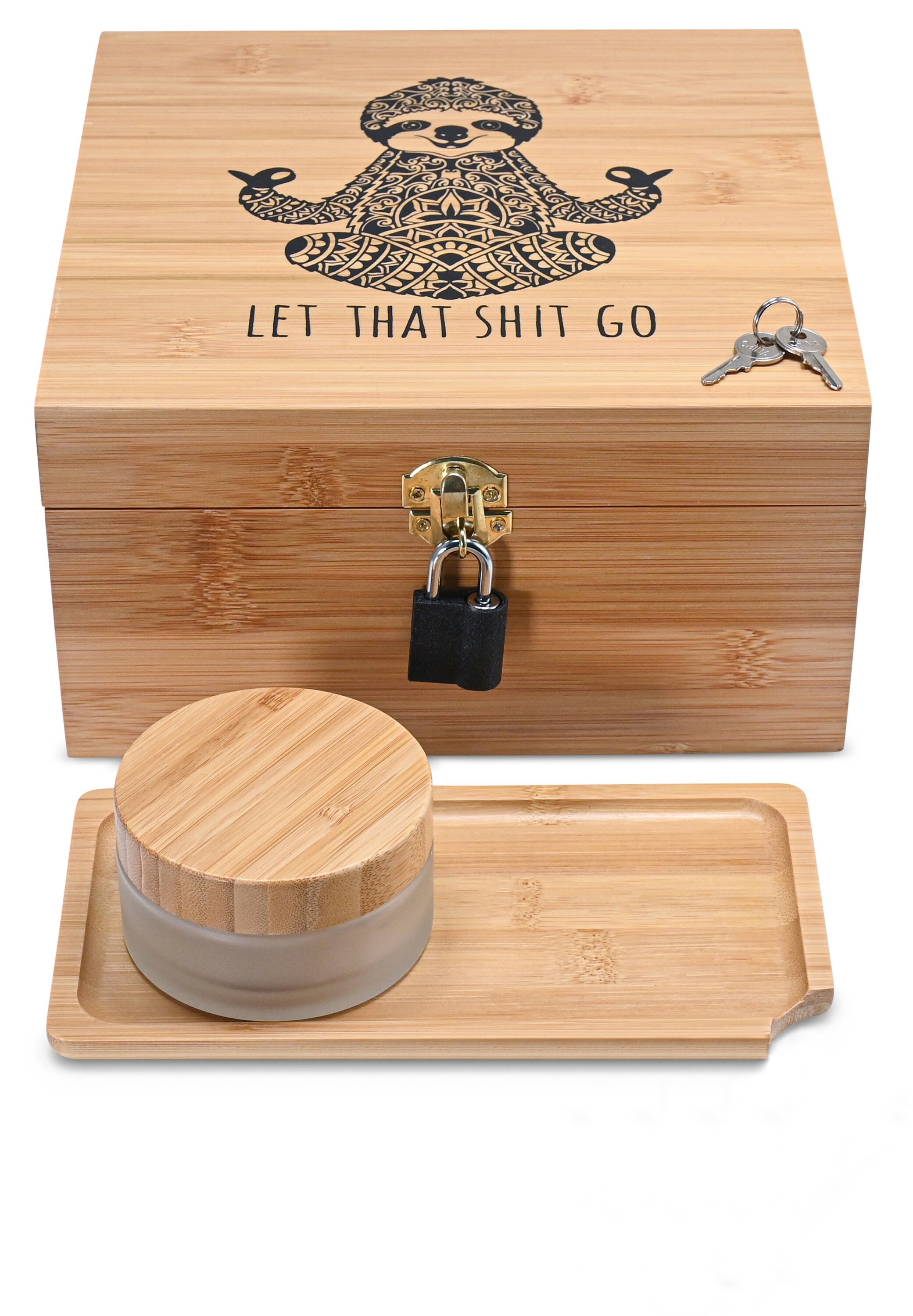 Sloth Bamboo Stash Box Combo With Metal Padlock and 2 Keys - Etsy