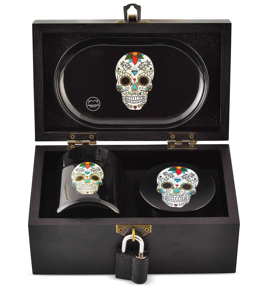 Day of the Dead Stash Box Sugar Skull 4 Part Grinder, UV Stash Jar ...