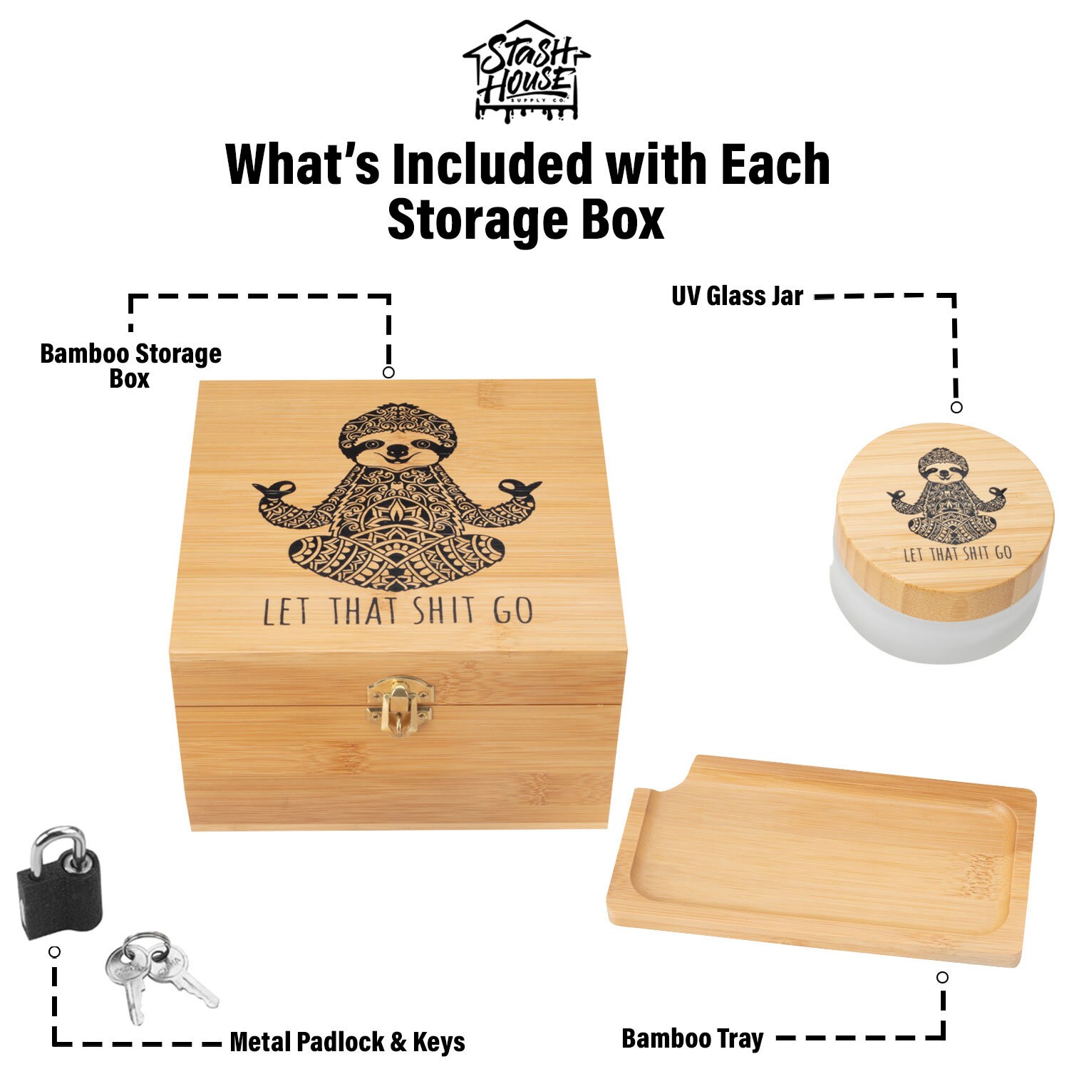 Sloth Bamboo Stash Box Combo With Metal Padlock and 2 Keys - Etsy