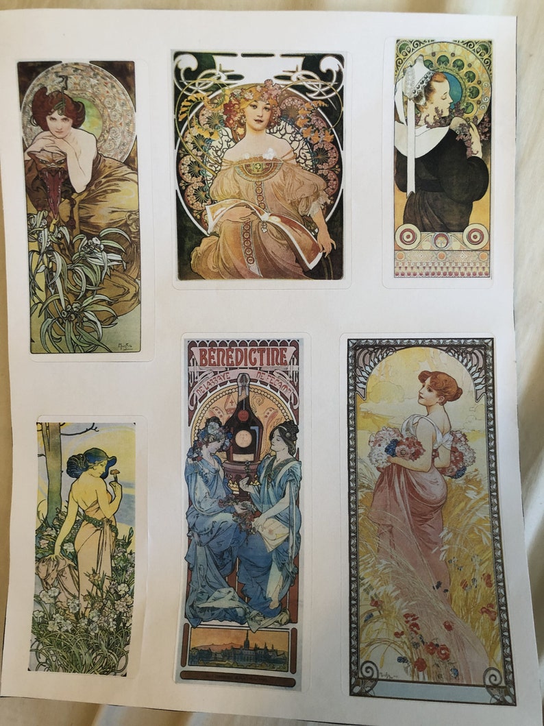 Alfons Mucha Matte Stickers Art Nouveau Set of 6 - Etsy