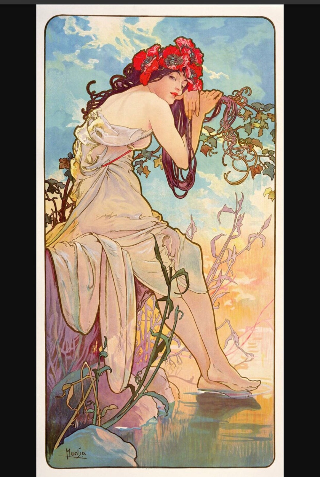 Alfons Mucha Matte Stickers Art Nouveau Set of 6 - Etsy