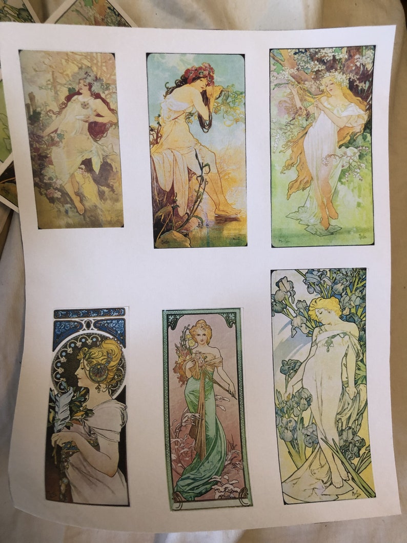 Alfons Mucha Matte Stickers Art Nouveau Set of 6 - Etsy