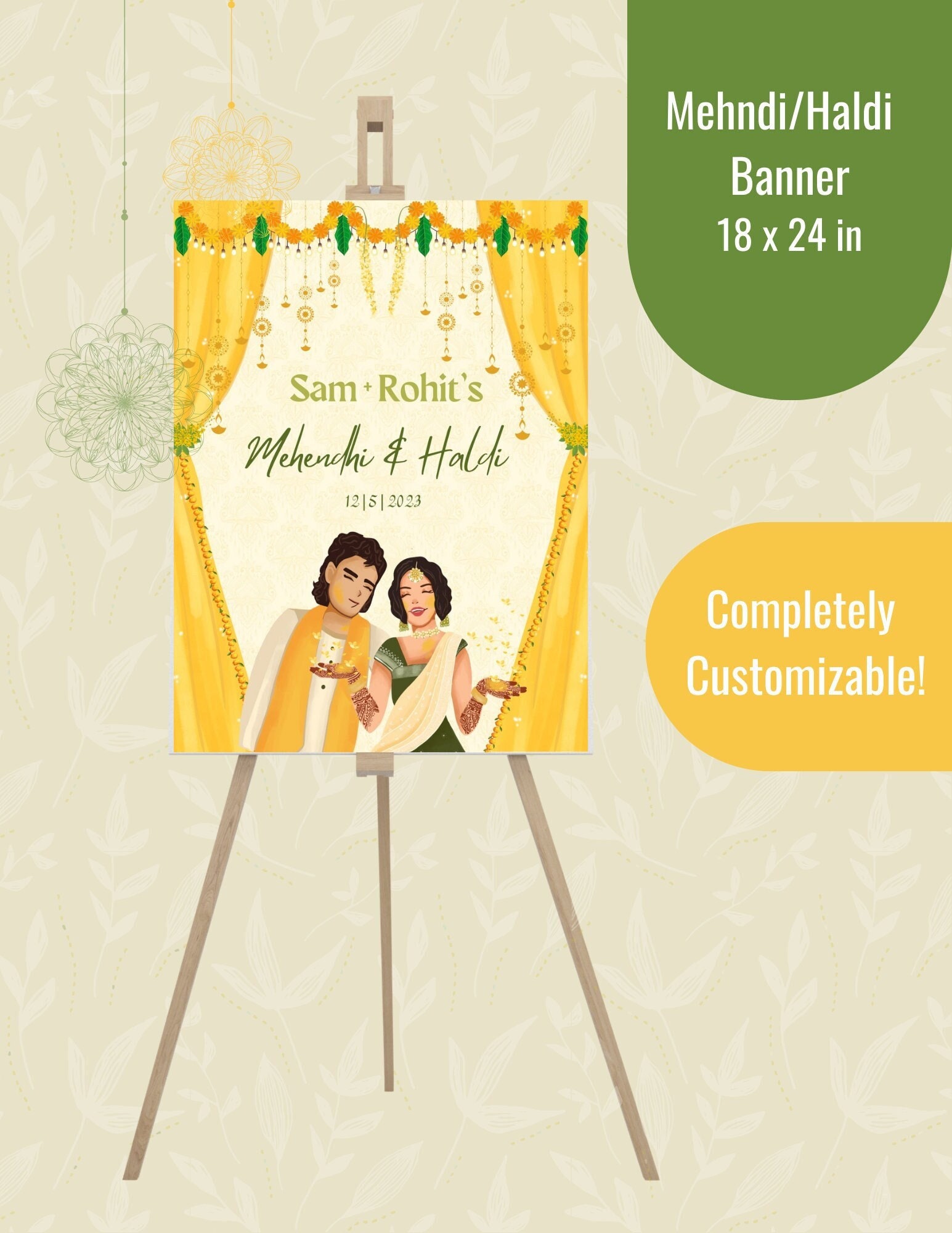 Mehndi Haldi Wedding Welcome Sign Banner Poster Entrance Indian Wedding ...