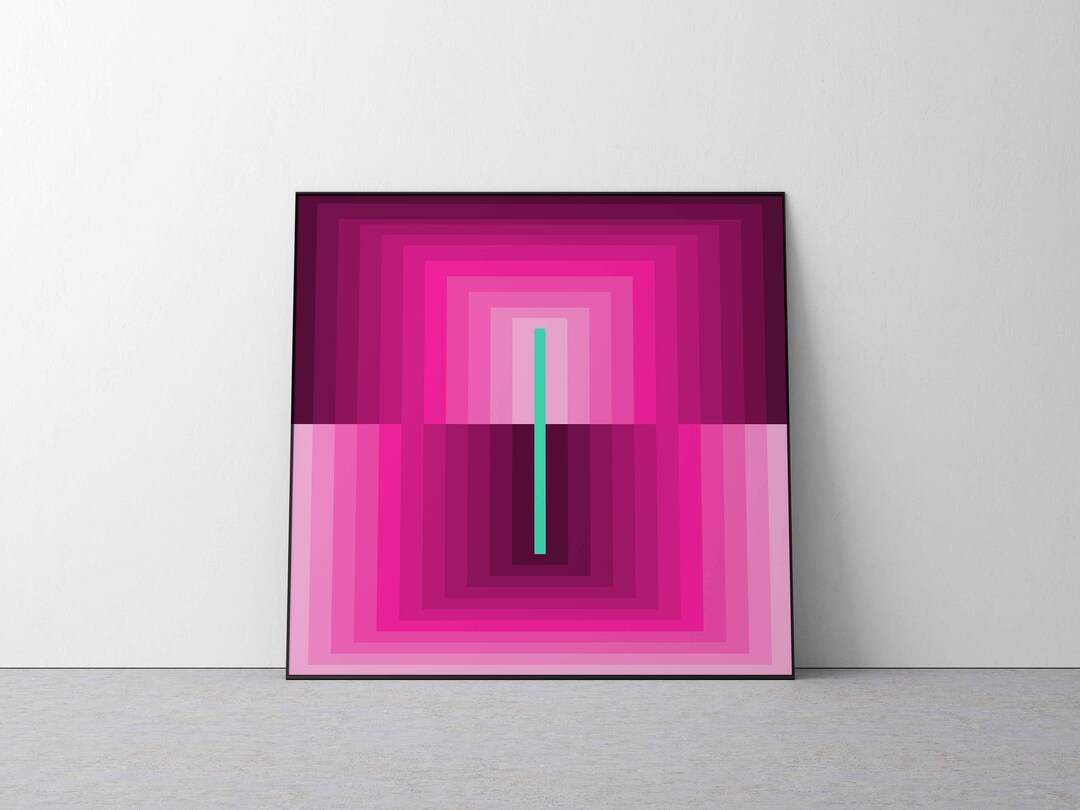 Original Pink & Cyan Square Fine Art Print | Contemporary Wall Decor ...