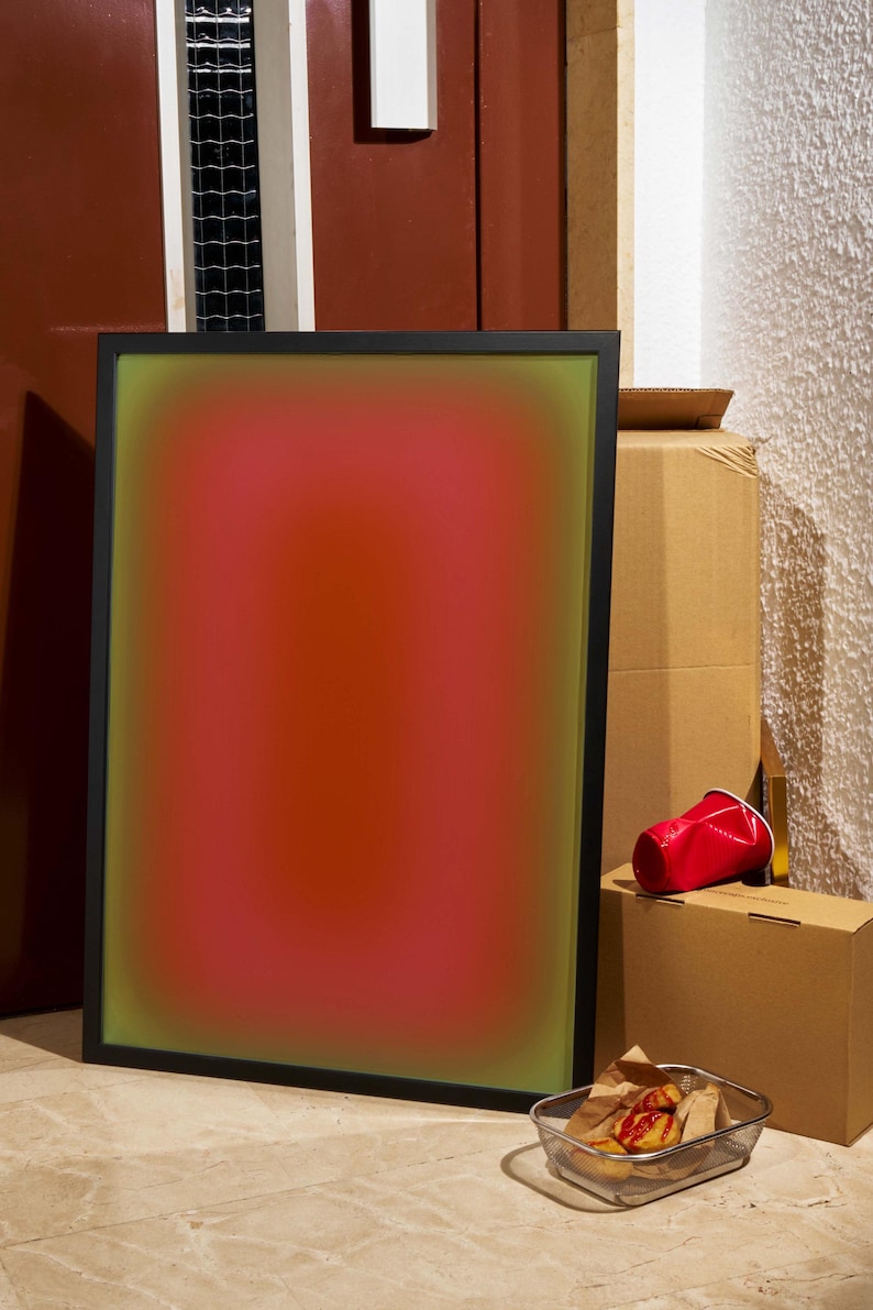 Deep Red & Olive Gradient Abstract Wall Art - Etsy New Zealand