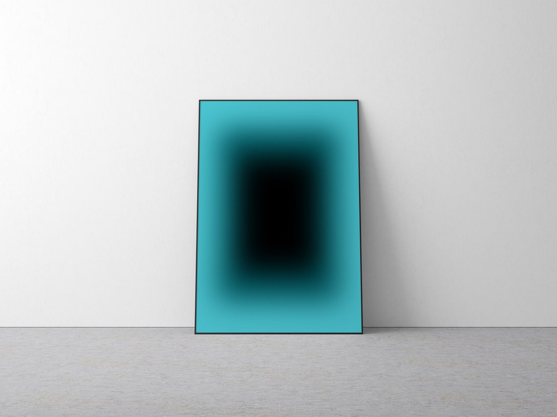 Electric Blue Rectangular Gradient Fine Art Print A Striking Display of ...