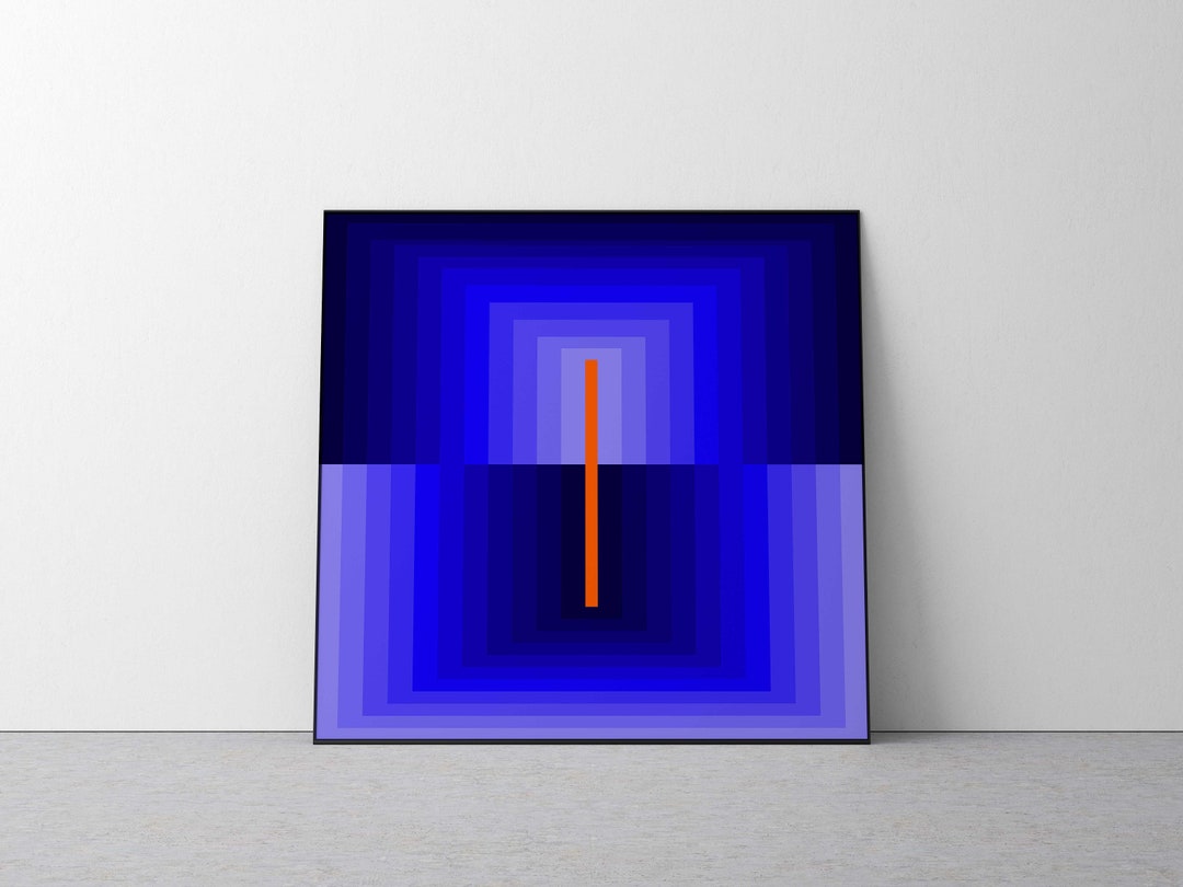 Original Blue & Orange Square Fine Art Print | Contemporary Wall Decor ...