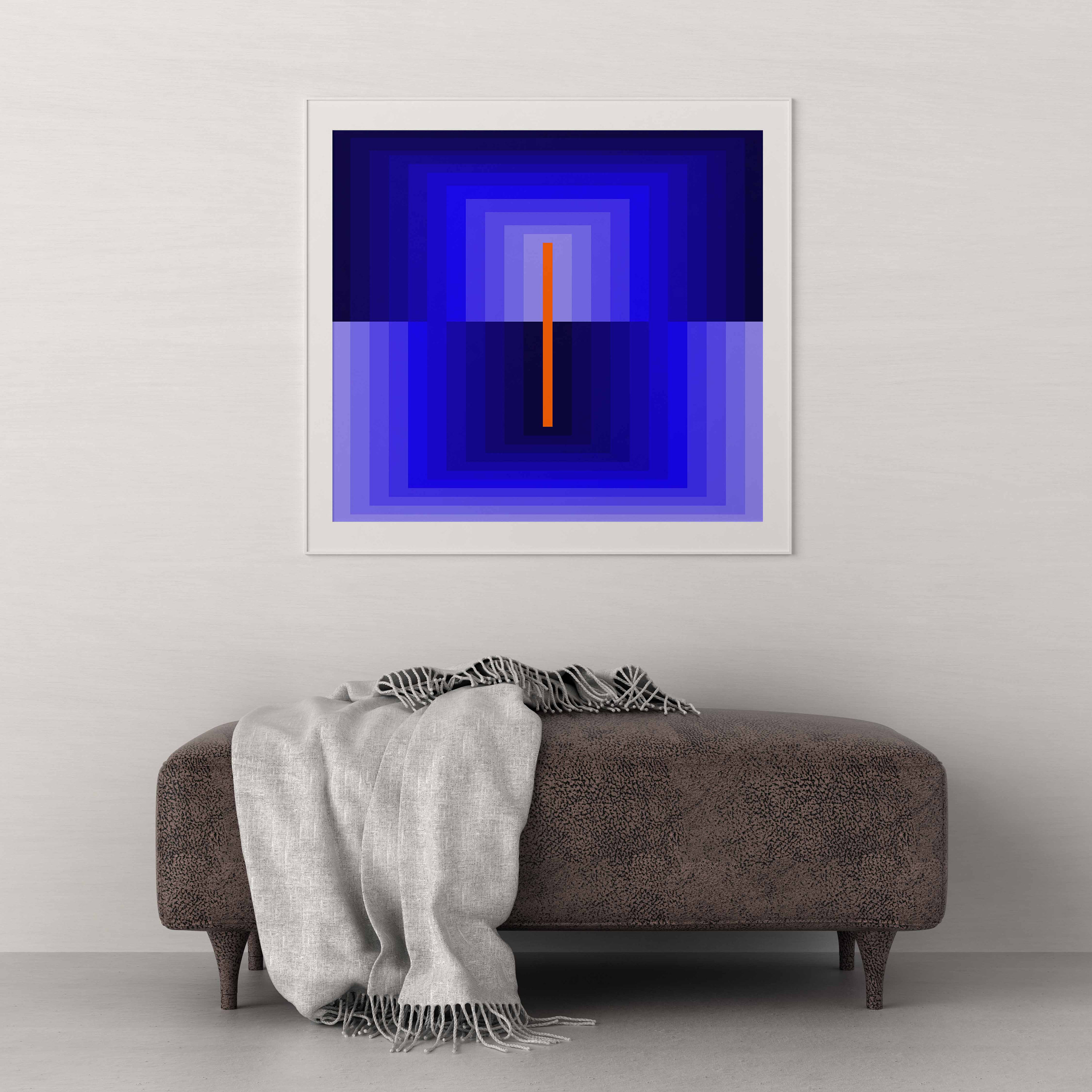 Original Blue & Orange Square Fine Art Print Contemporary Wall Decor ...