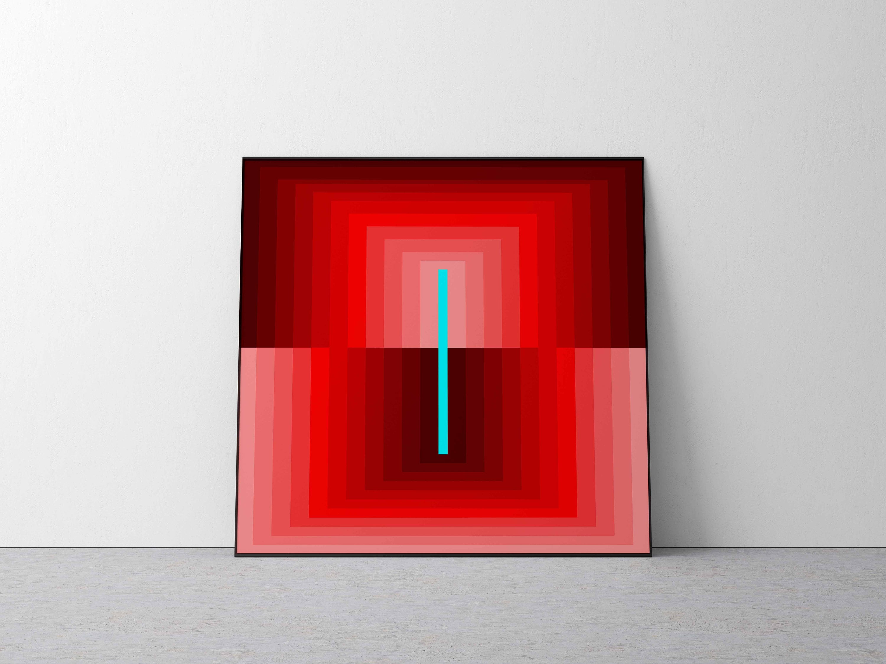 Original Red & Cyan Square Fine Art Print Contemporary Wall Decor ...