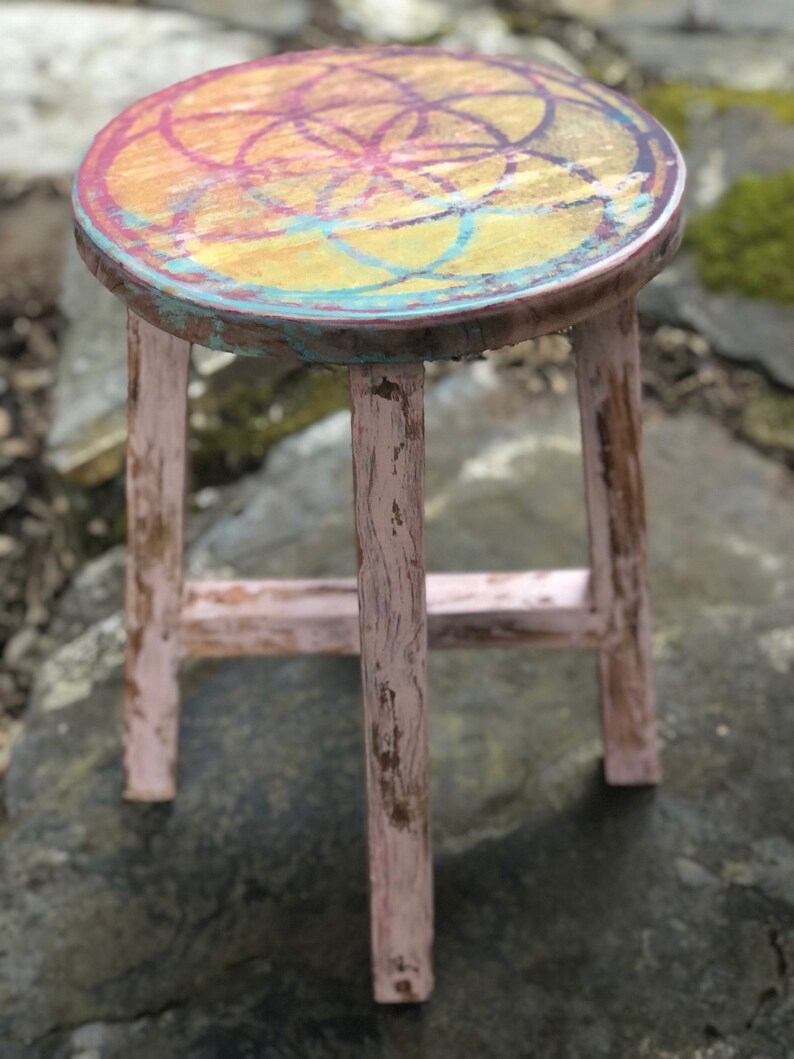 Rustic Round Stool Made With Rosewood and Cypress Timber Vintage Rustic ...