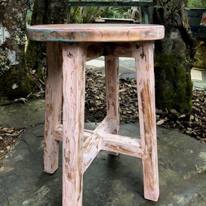Rustic Round Stool Made With Rosewood and Cypress Timber Vintage Rustic ...