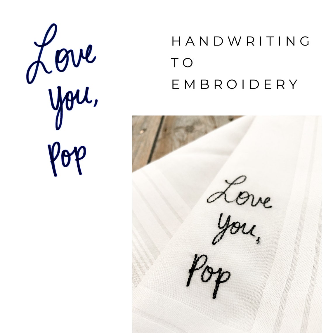 Custom Handwritten Men's Handkerchief Embroidered | Etsy