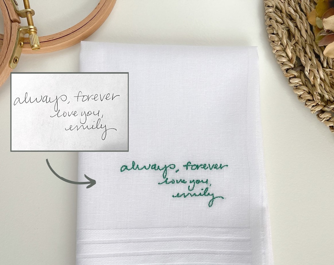 Gift for Groom From Bride - Embroidered Handwriting Handkerchief ...