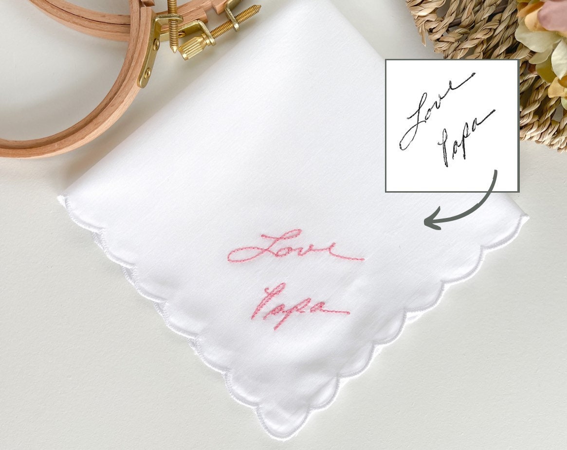 For the Bride Handwriting Custom Embroidered Handkerchief - Etsy