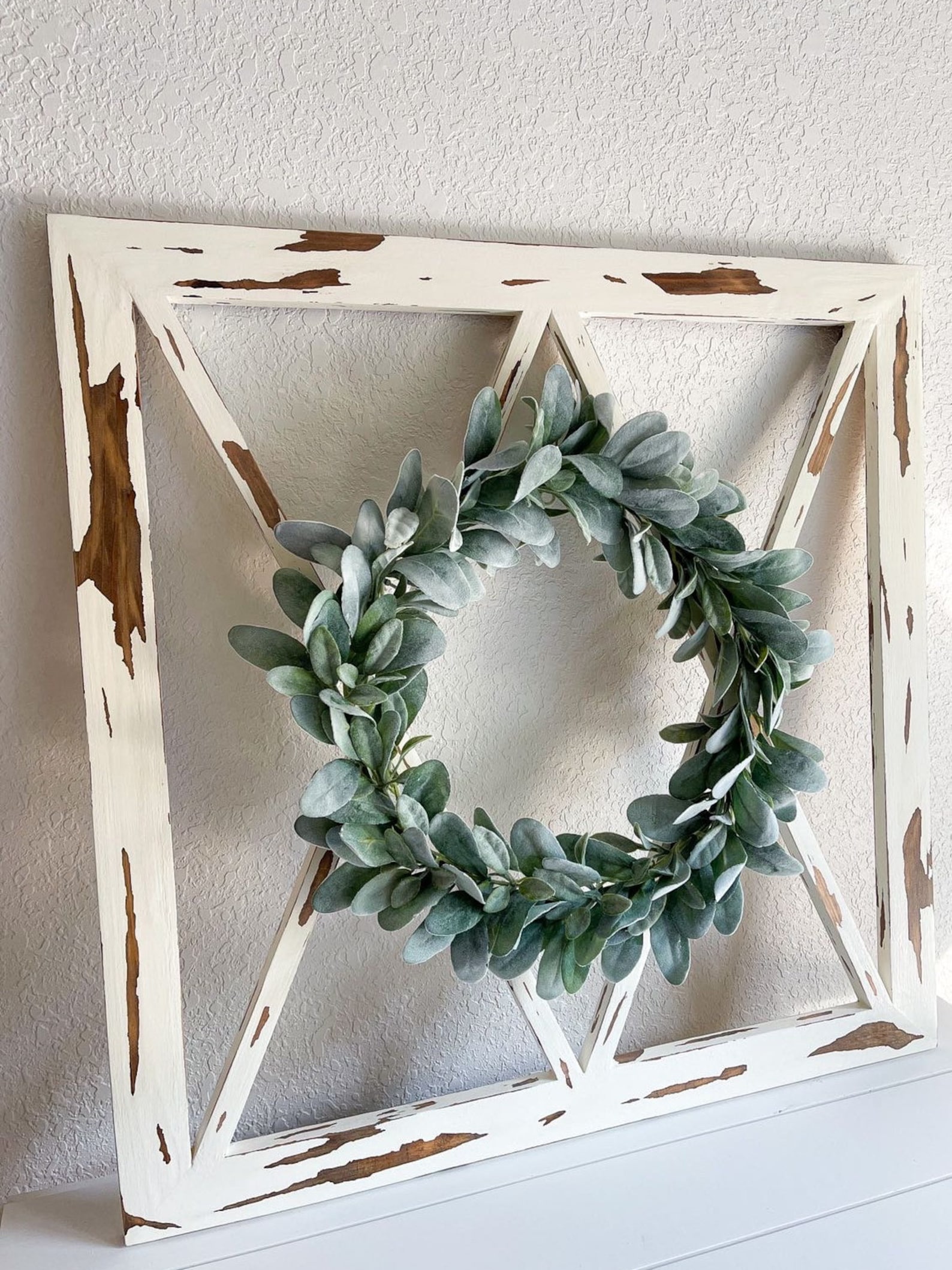 Farmhouse Window Frame With Wreaths Window With Wreaths - Etsy