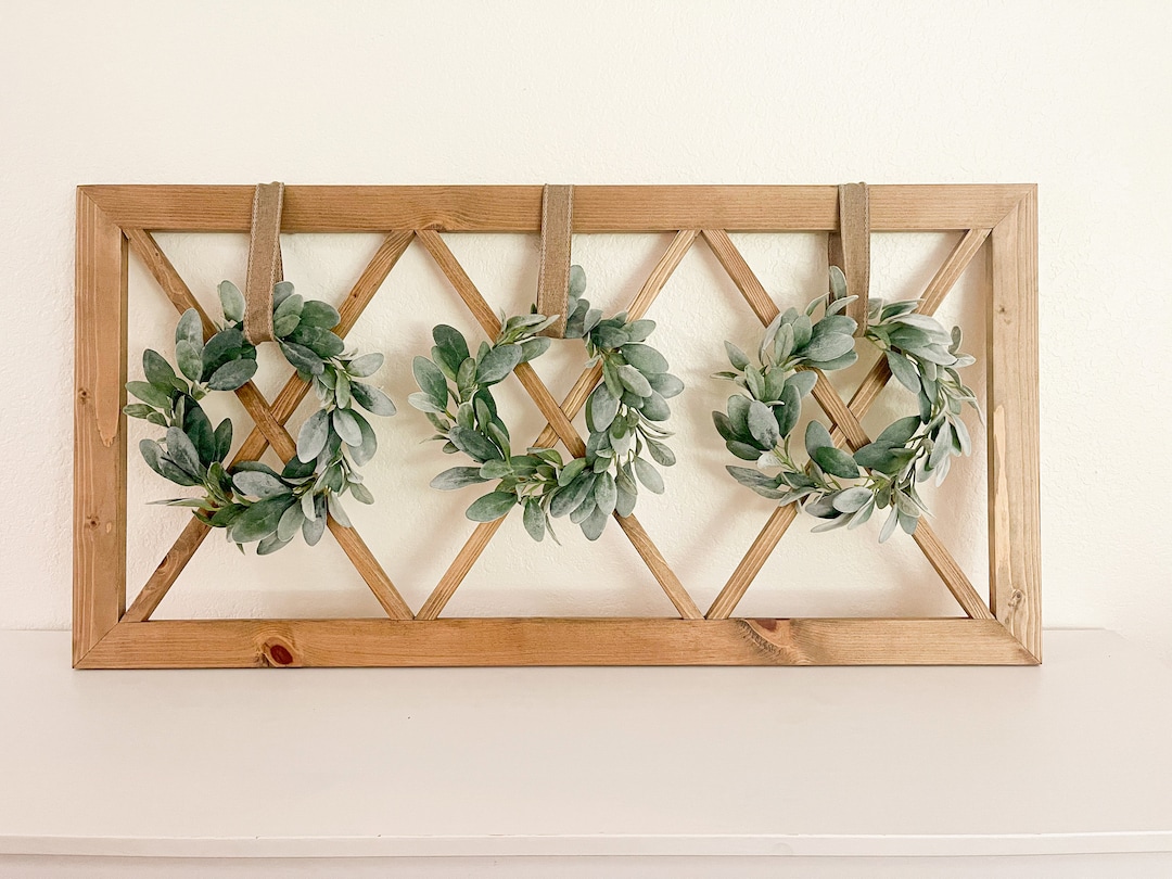 Farmhouse Window Frame With Wreaths Window With Wreaths Vintage Wooden ...