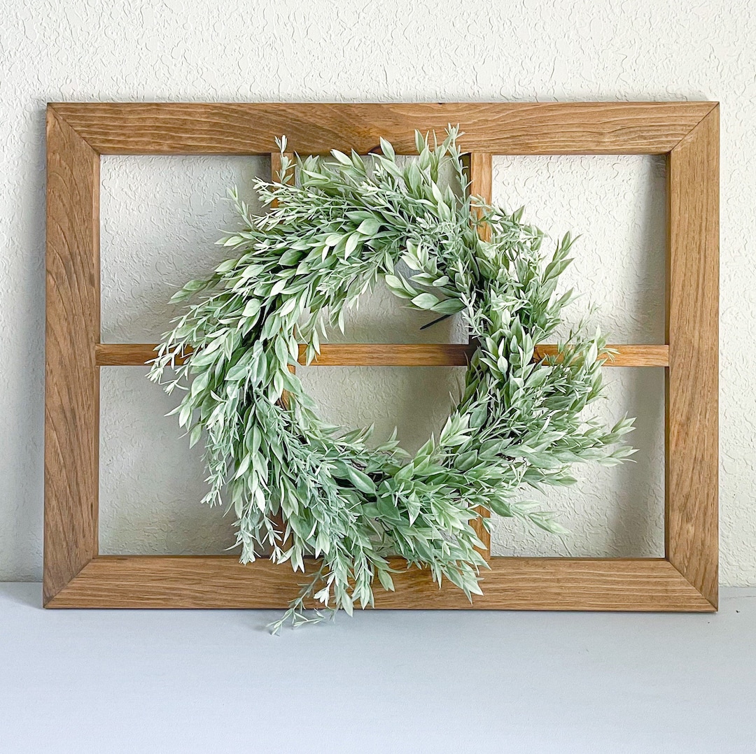 Farmhouse Window Frame With Wreath Window With Wreath Vintage Wooden ...