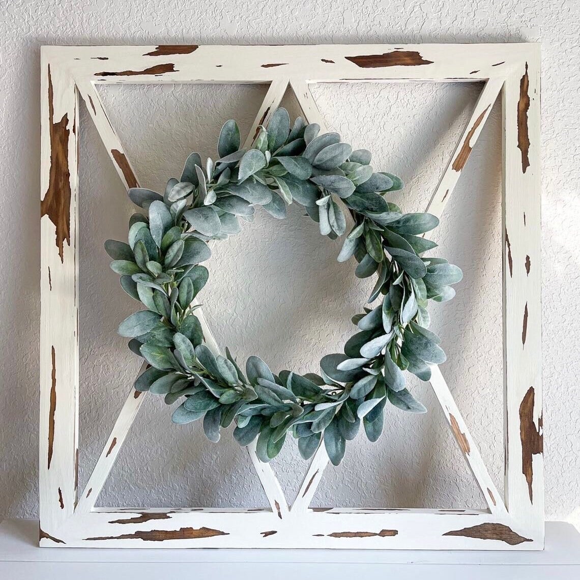 Farmhouse Window Frame With Wreaths Window With Wreaths - Etsy