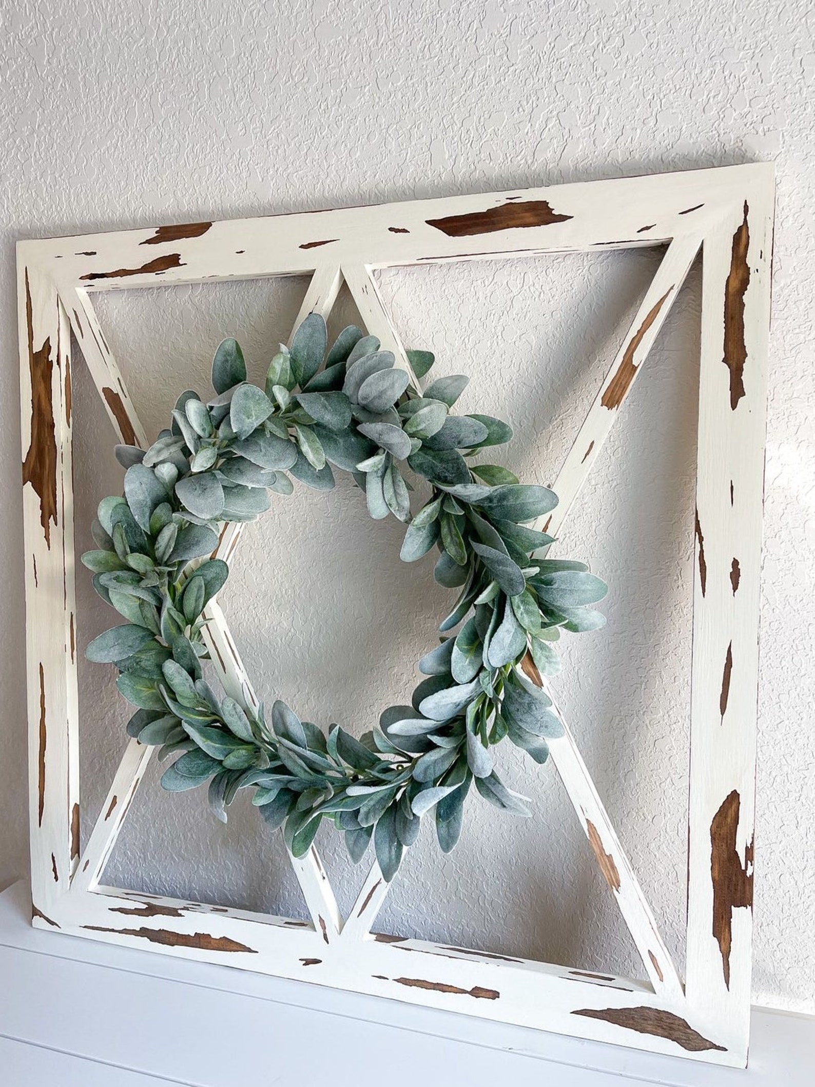 Farmhouse Window Frame With Wreaths Window With Wreaths - Etsy