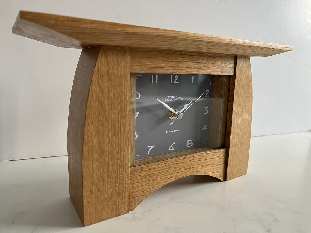 Art Deco Style Wooden Mantle Clock in Oak - Etsy