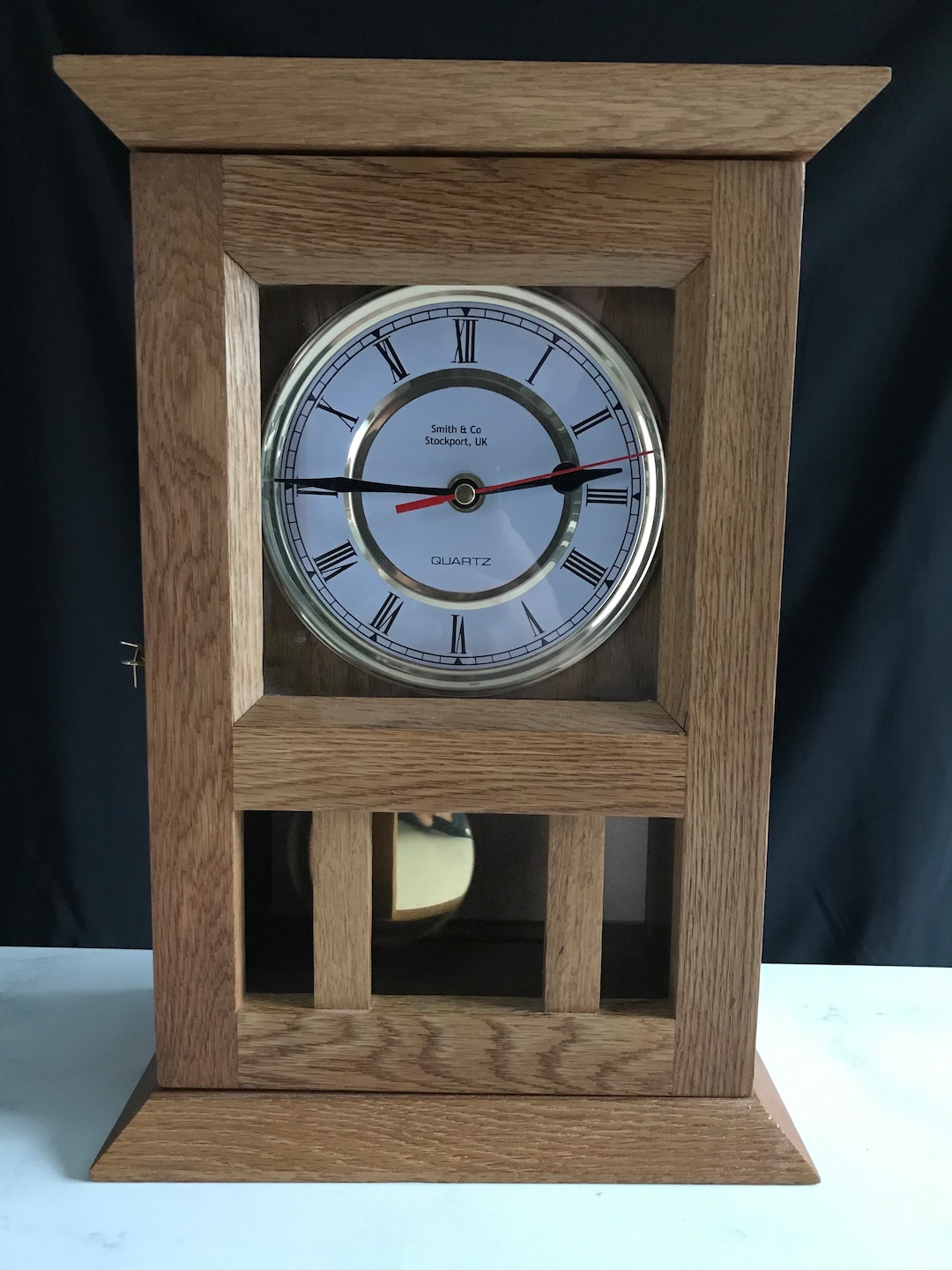 Large Mantle Clock in Rich Oak With a Quartz Movement and Swinging ...
