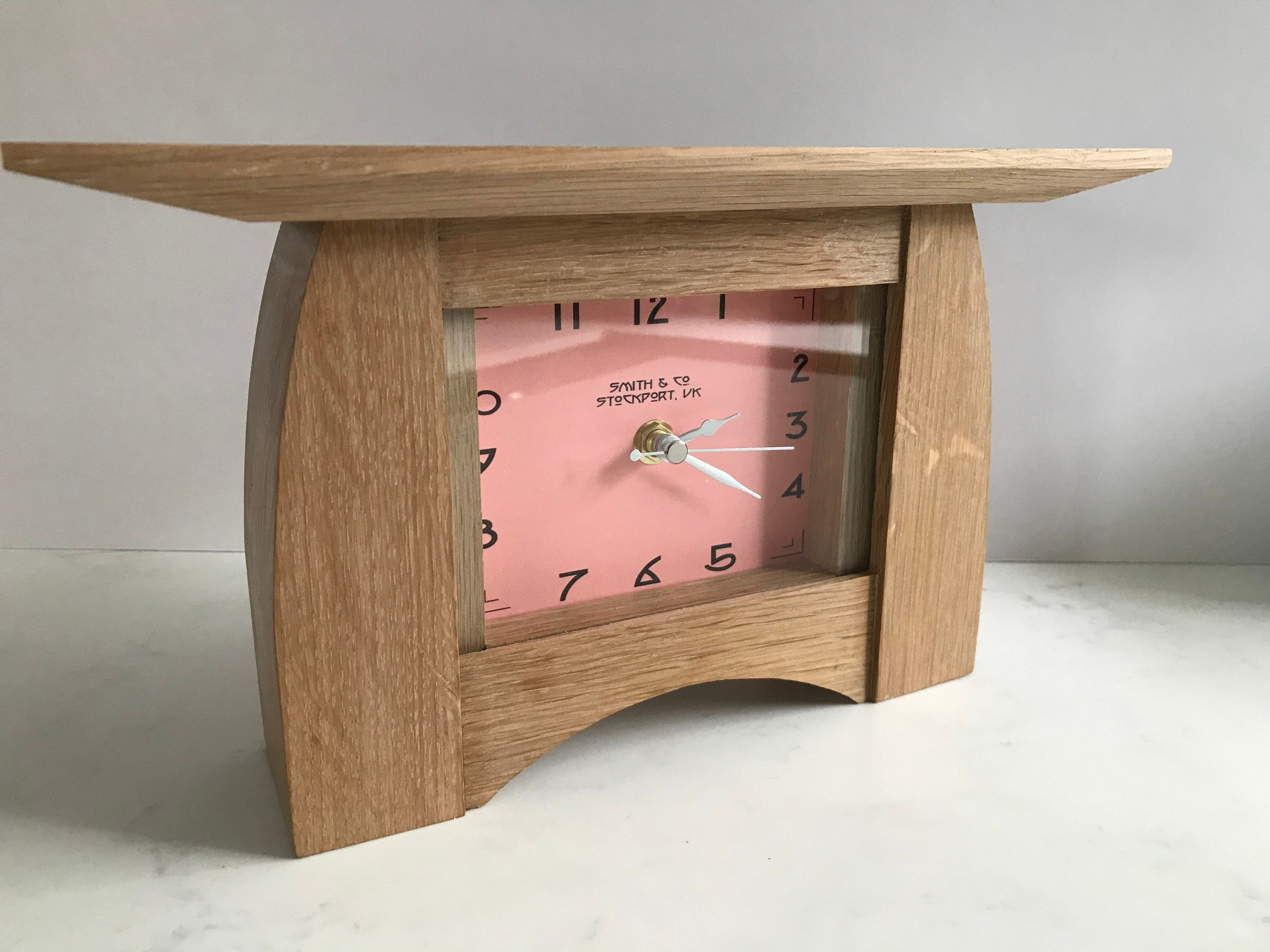 Art Deco Style Wooden Mantle Clock in Oak - Etsy UK