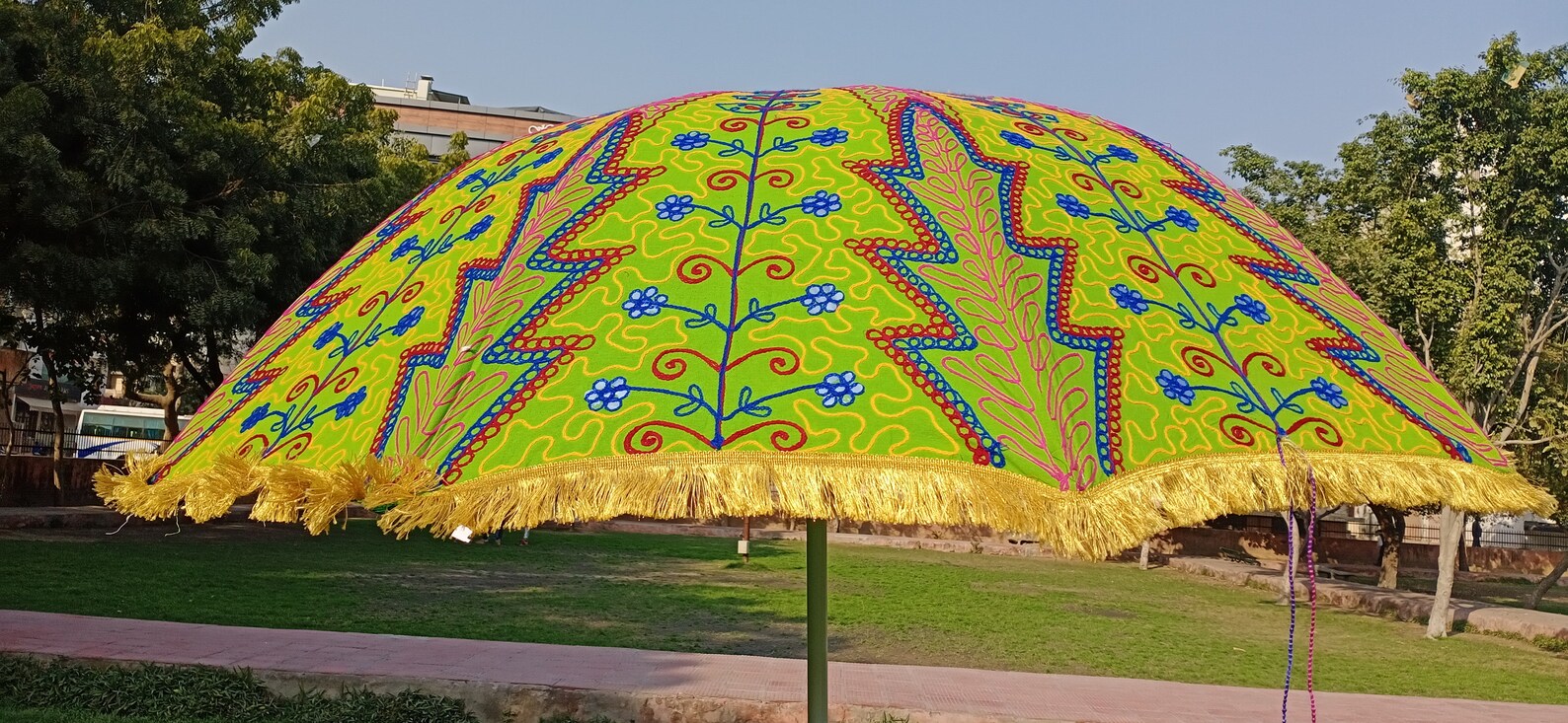 Green Leaf Garden Parasol Big Garden Indian Parasol Umbrella | Etsy
