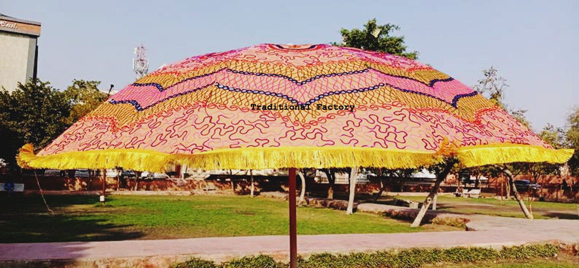 Beautiful Waves and Leaves Design Garden Umbrella Handmade - Etsy