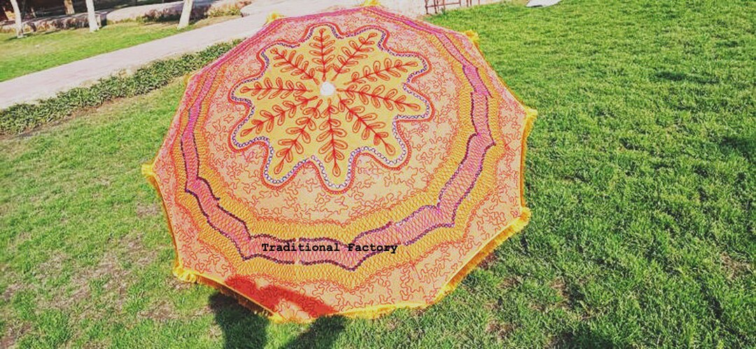 Beautiful Waves and Leaves Design Garden Umbrella Handmade - Etsy