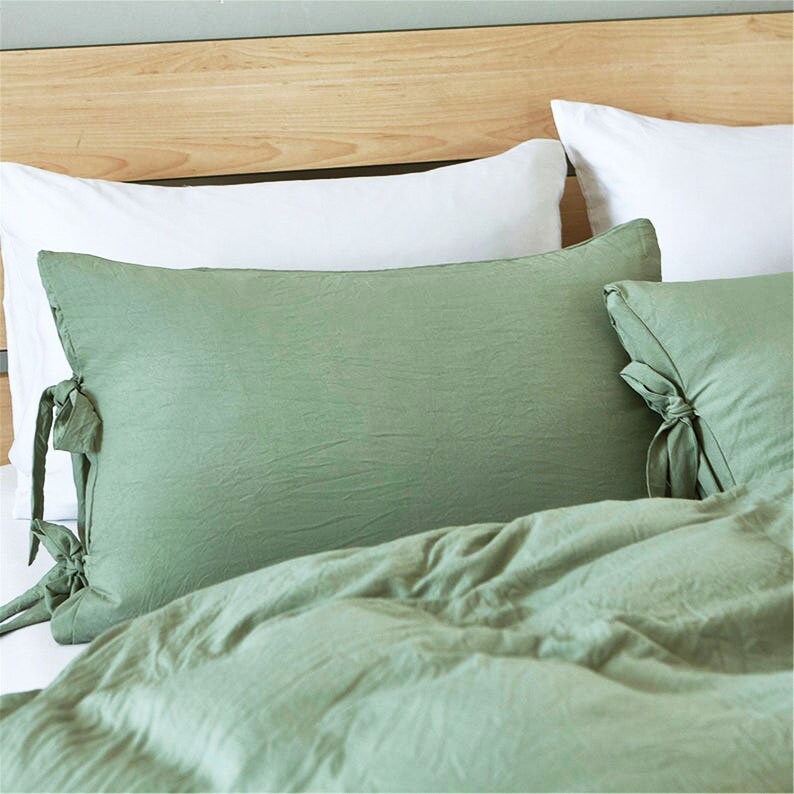 Light Green Color Duvet Cover Nordic Bedding Set Handmade | Etsy