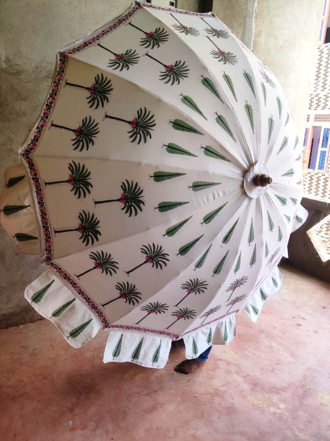 Beautiful Hand Block PALM Tree Design Art Garden Umbrella, Wedding ...