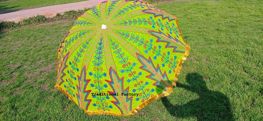 Green Leaf Garden Parasol Big Garden Indian Parasol Umbrella - Etsy