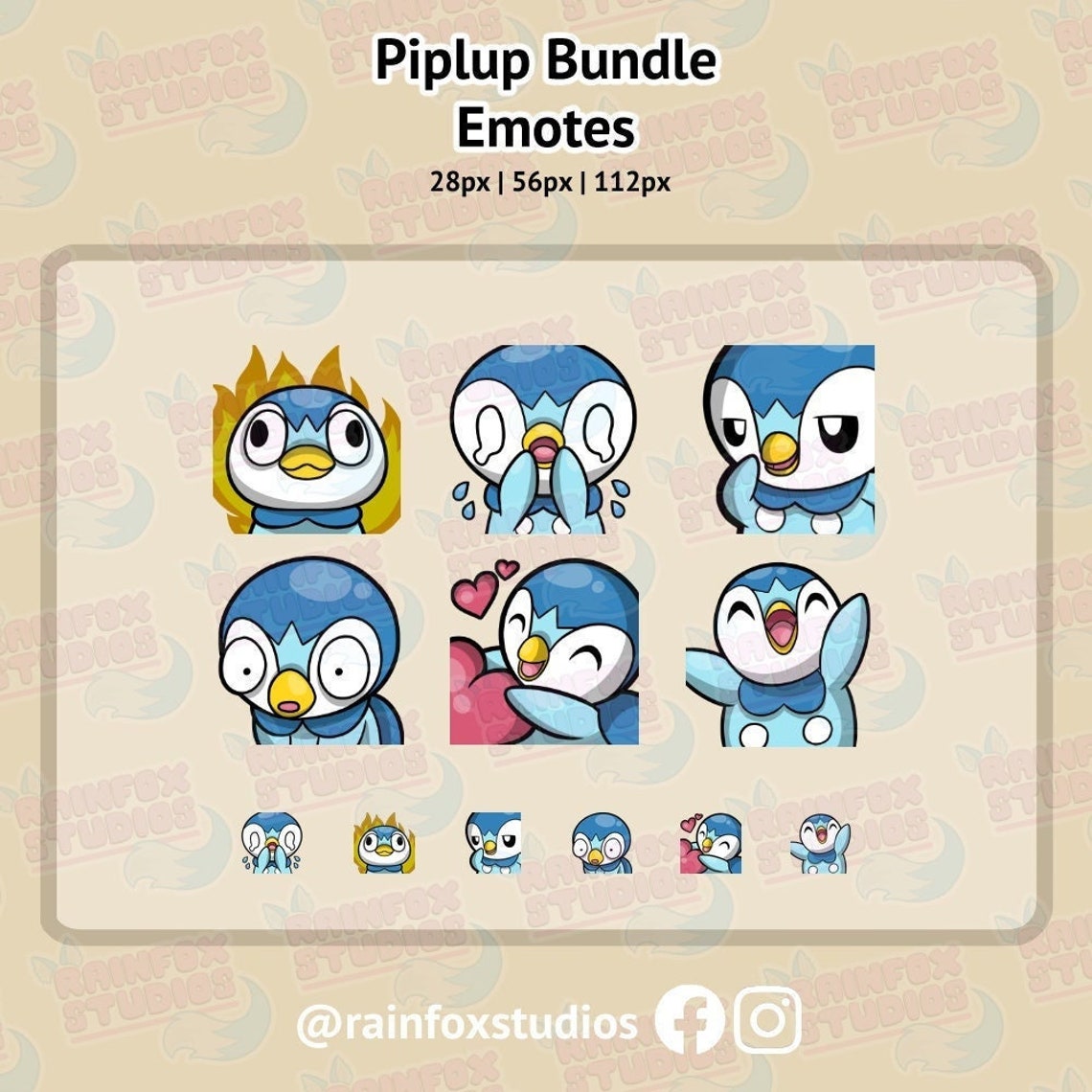 Cute Piplup Emotes Fine Crying Smirk Shocked Love Hello - Etsy
