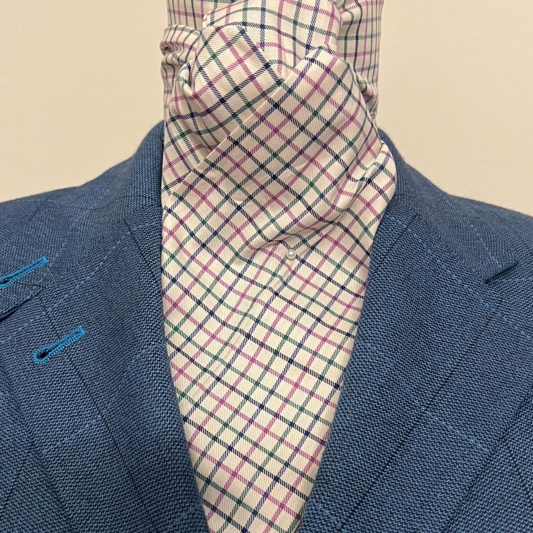 Fuchsia Blue & Green Tattersall Stock Tie - Etsy