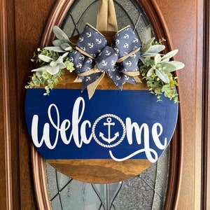Front Door Decor | Nautical Welcome Sign | Anchor Welcome Sign | Lake ...